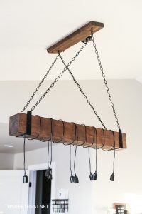 DIY Farmhouse Wood Beam Chandelier - TwoFeetFirst