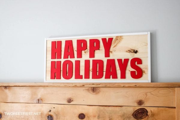 DIY Happy Holidays Wood Sign with Lights