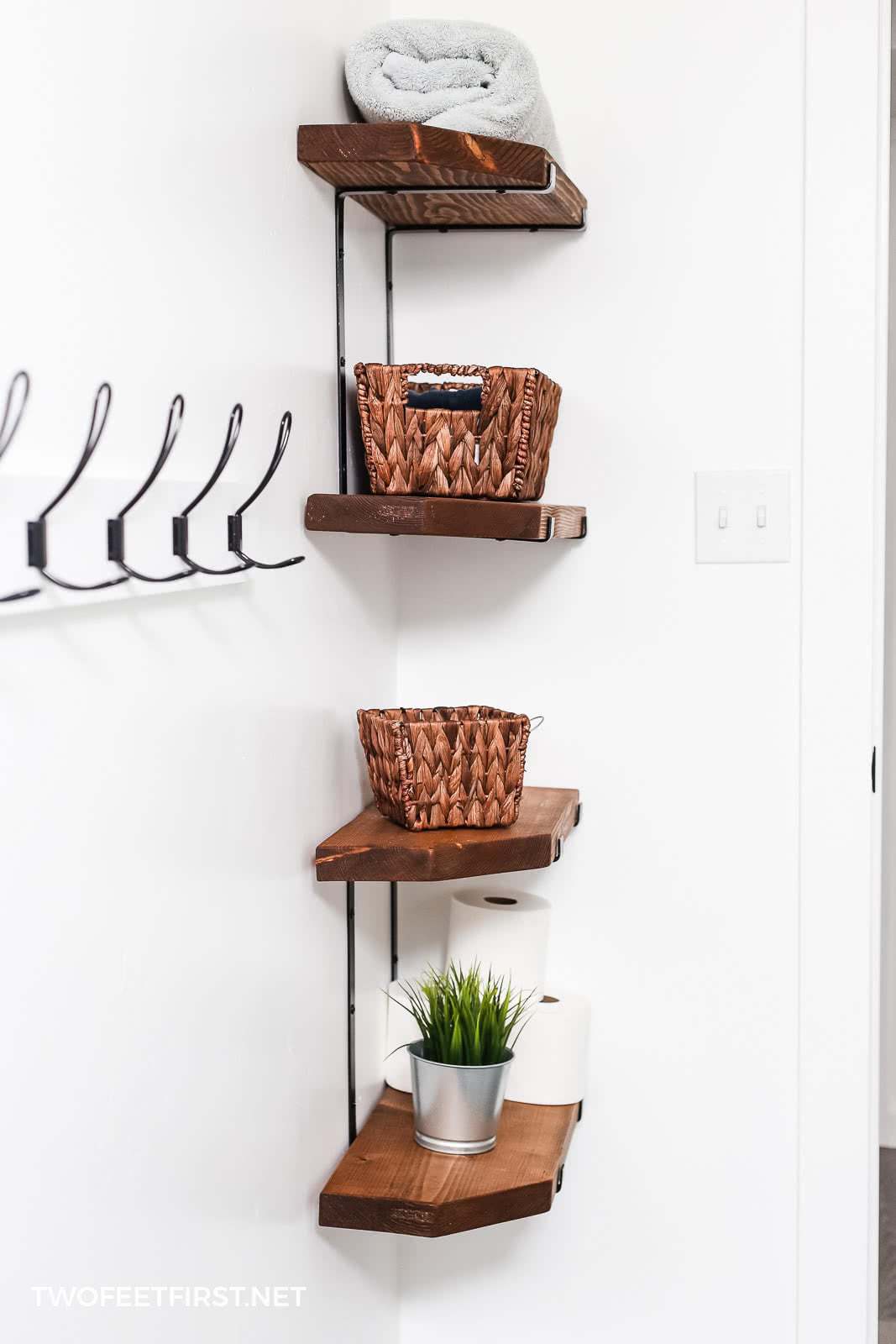 How to create DIY farmhouse shelves with metal brackets