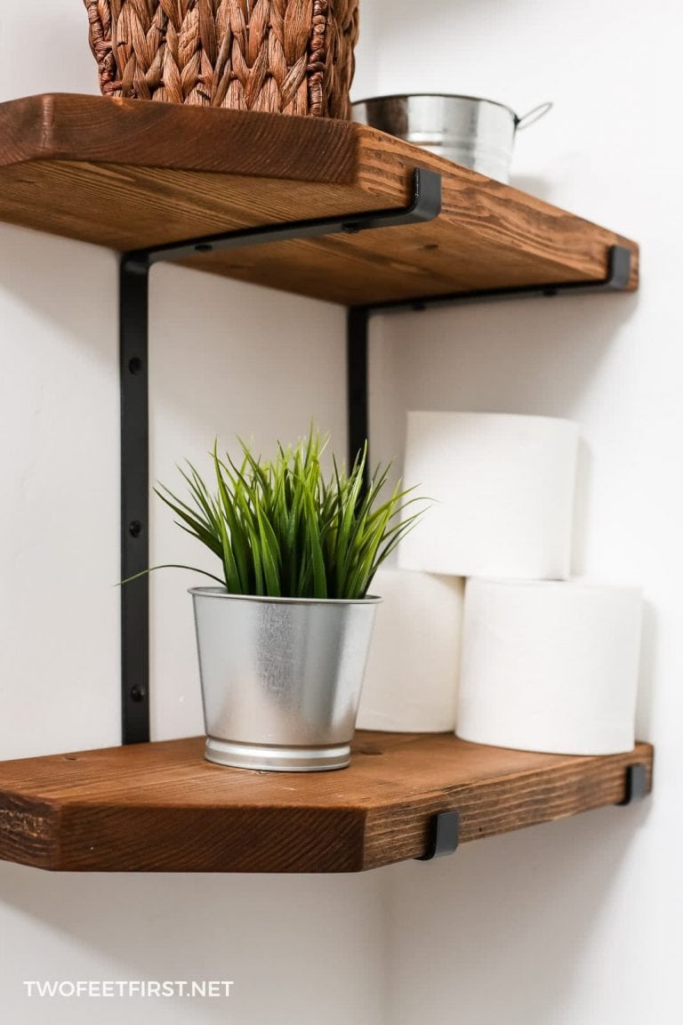 How to create DIY farmhouse shelves with metal brackets